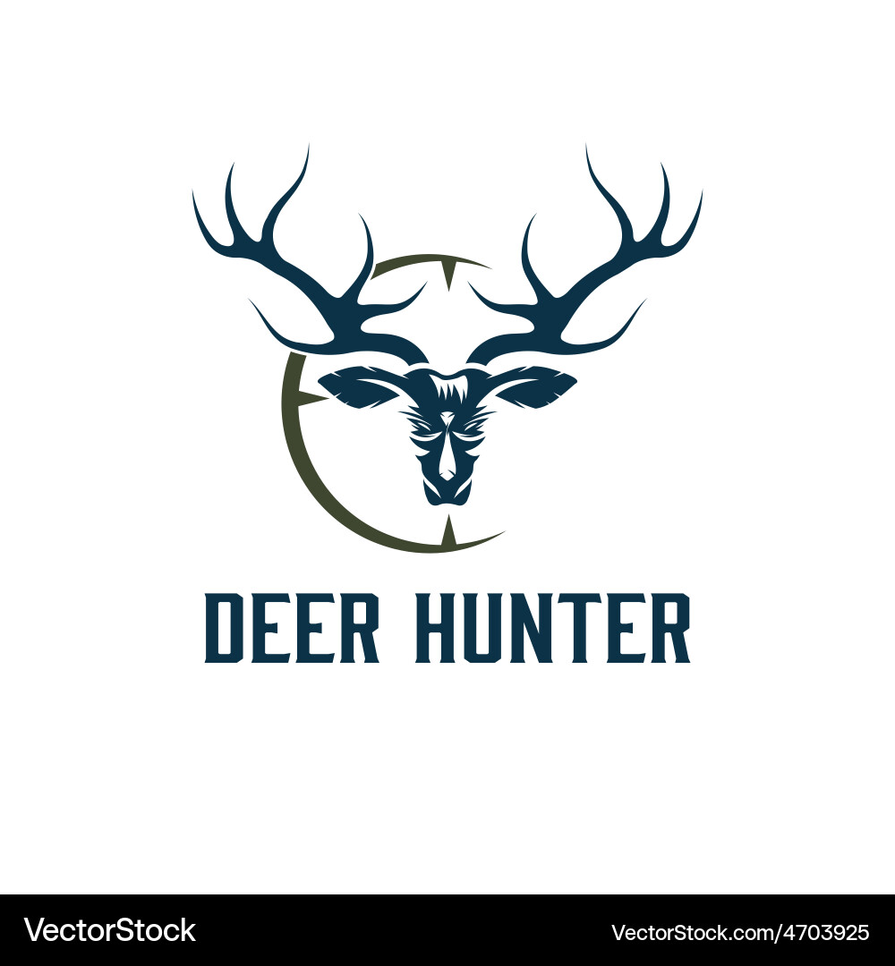 Deer hunter design template Royalty Free Vector Image
