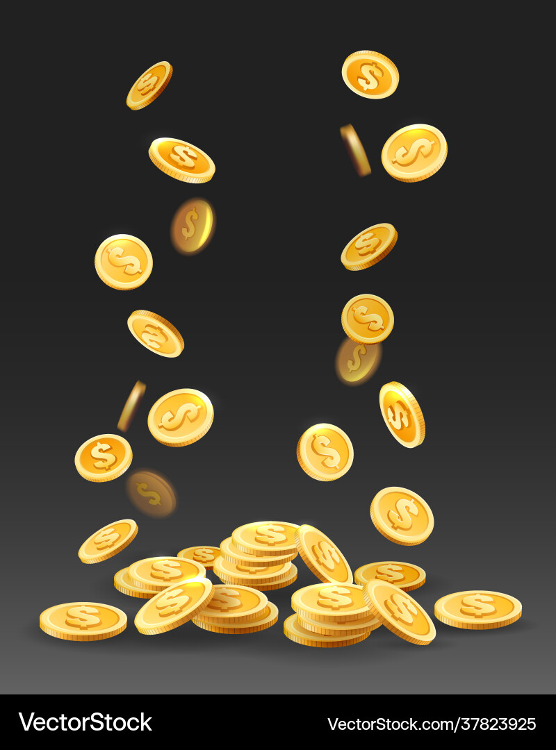 Gold Coins Falling - Money Drop Royalty Free Vector Image