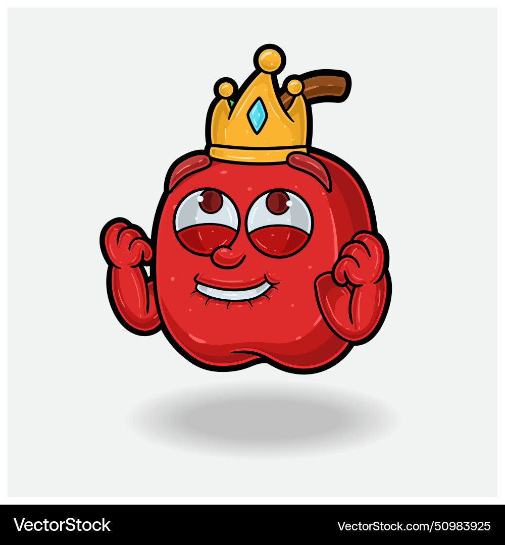 Happy expression with apple fruit crown mascot Vector Image