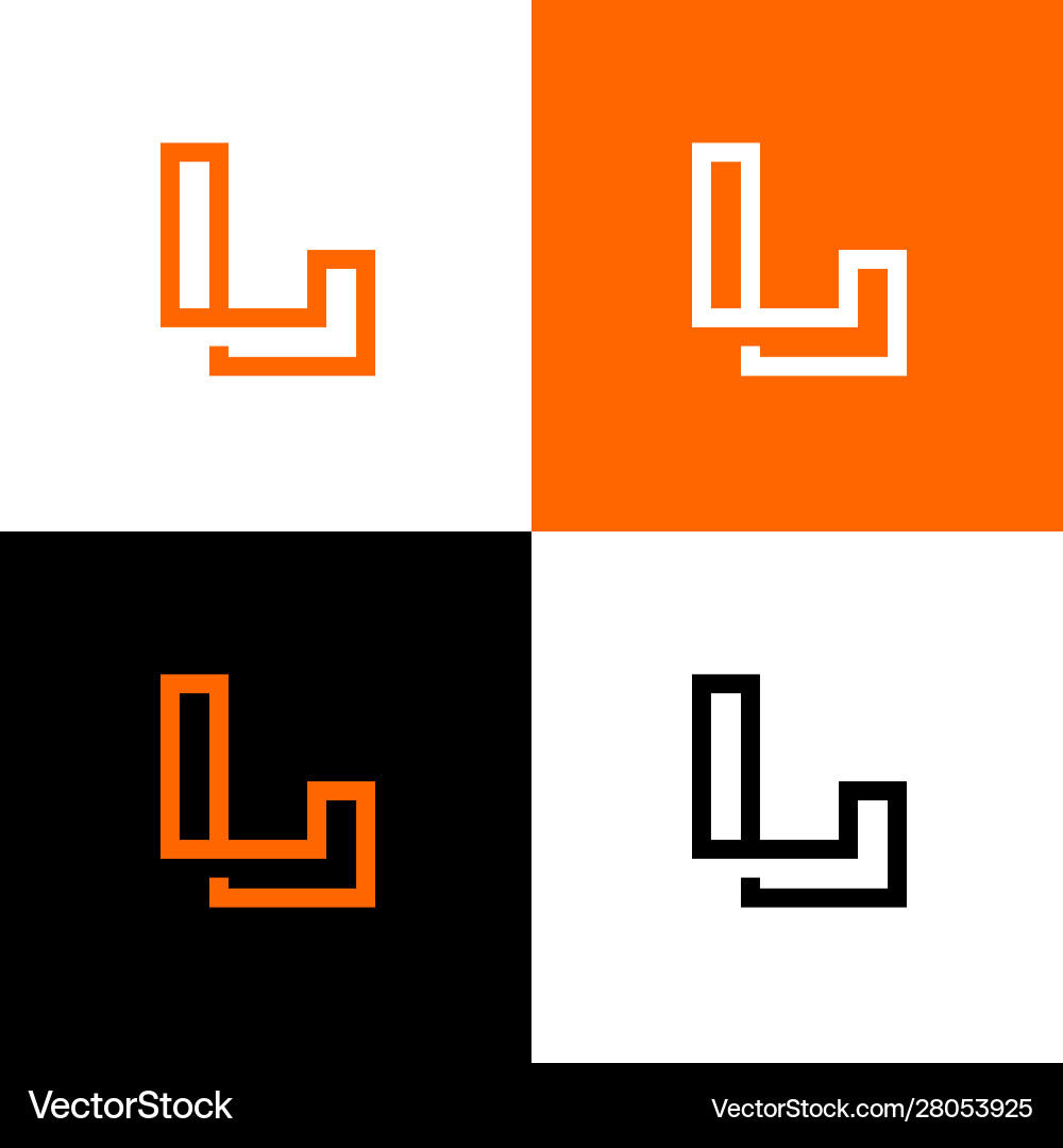 Linear L Logo Elements - Monogram Template Vector Image