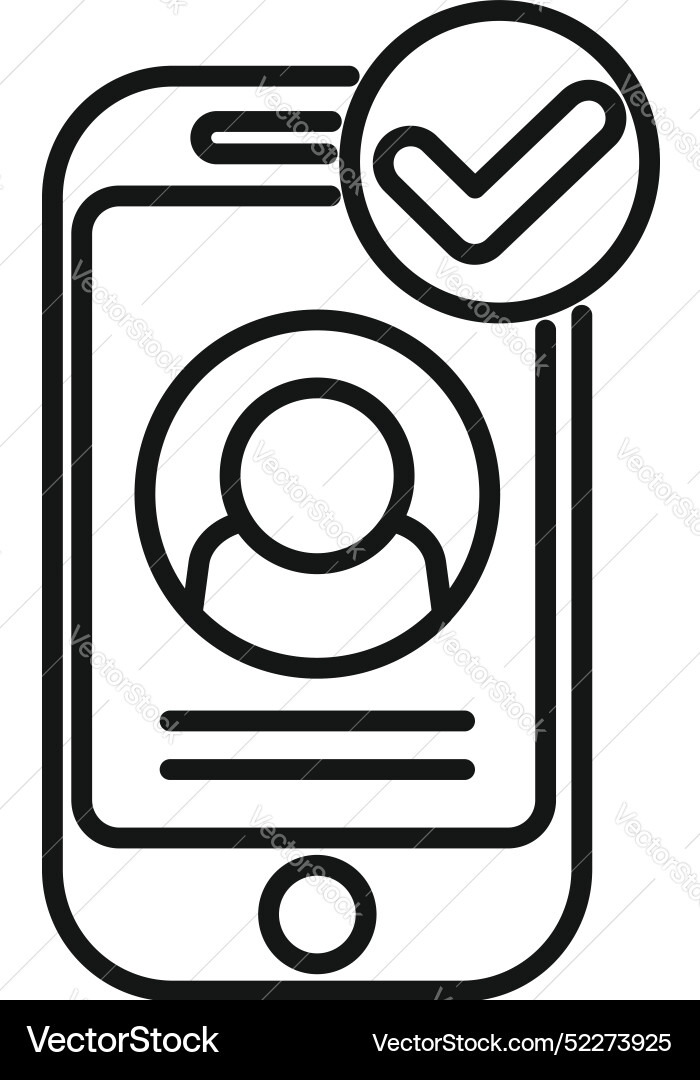 Smartphone showing verified user profile Vector Image