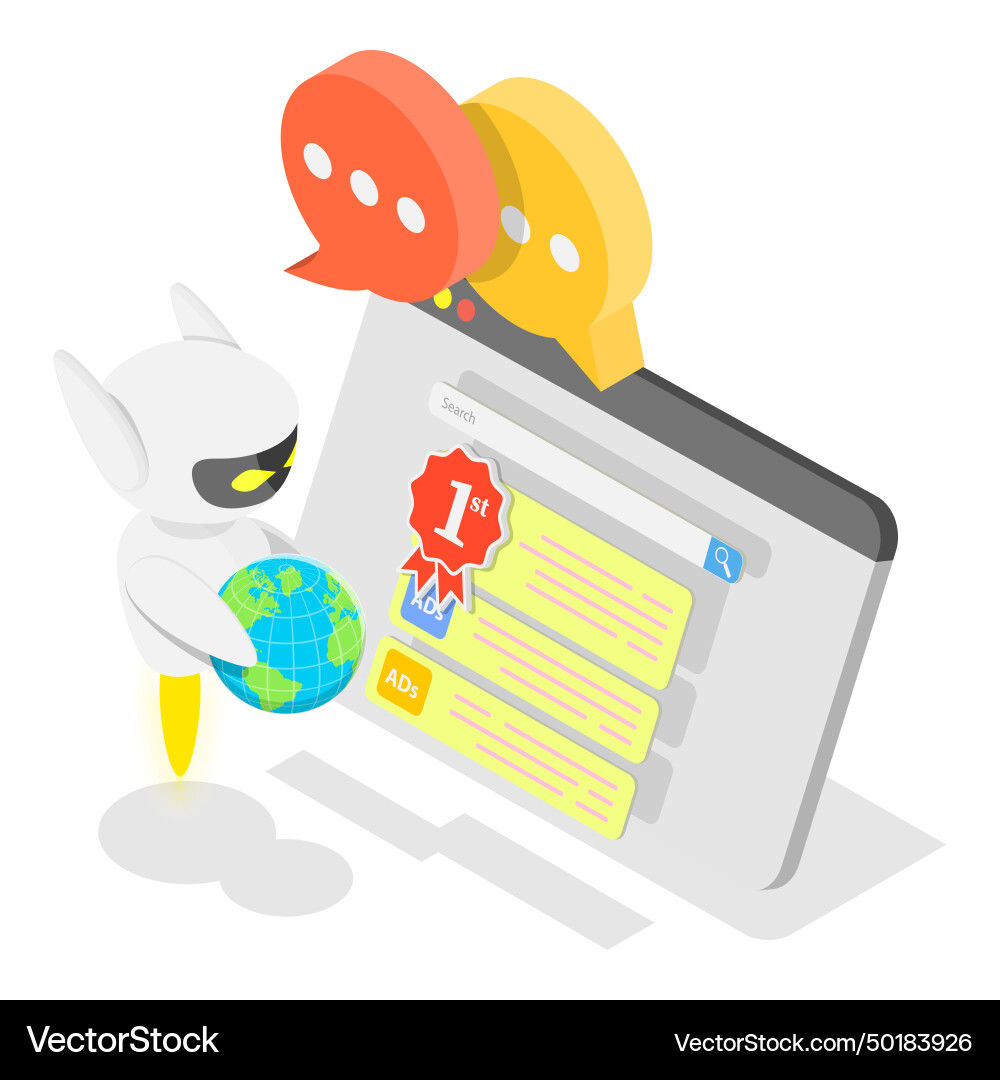 3d isometric flat of gpt chat Royalty Free Vector Image