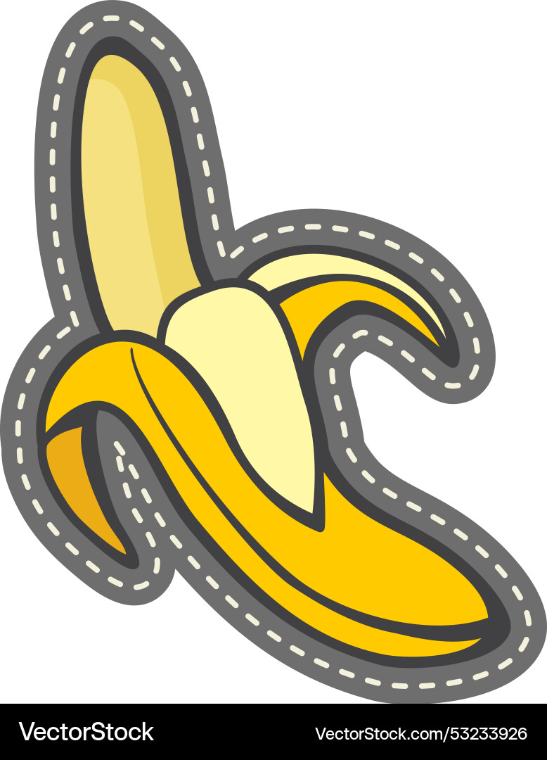 Banana stitched patch vintage applique funny Vector Image