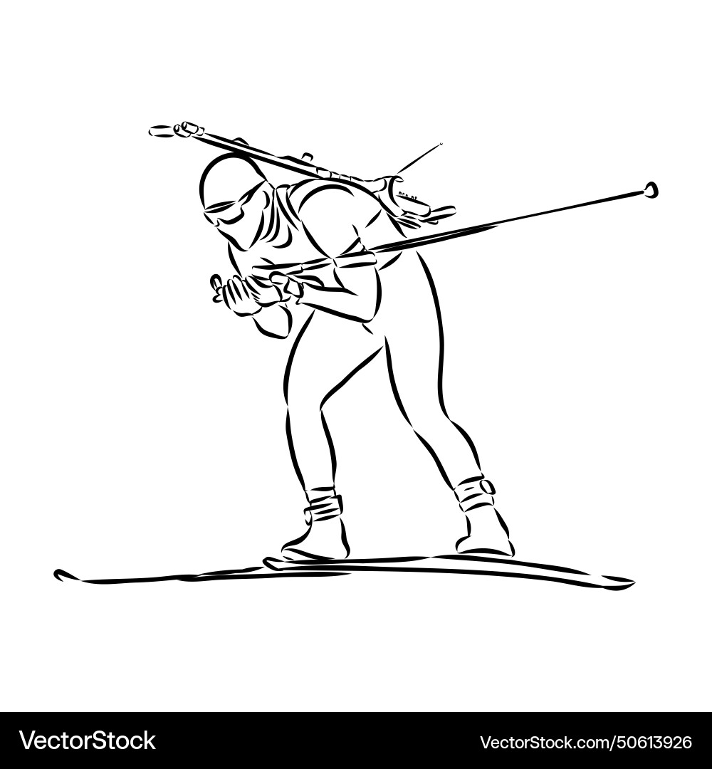 Biathlon athlete shoots standing isolated Vector Image