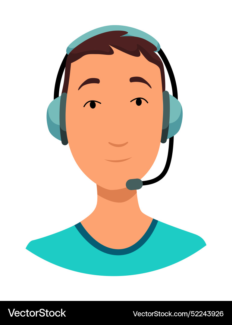 Call center operator avatar with headphone online Vector Image