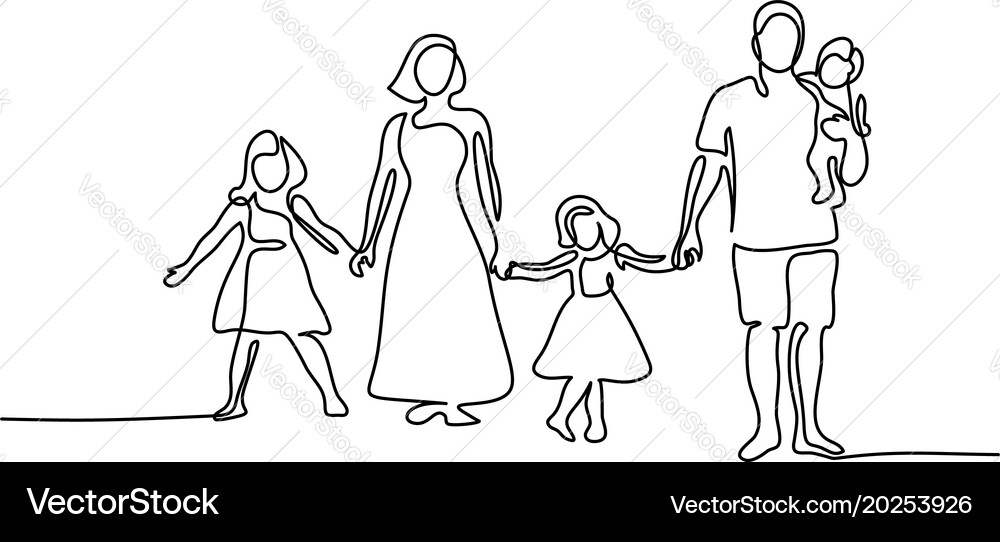 Cheerful Family Line Art Royalty Free Vector Image