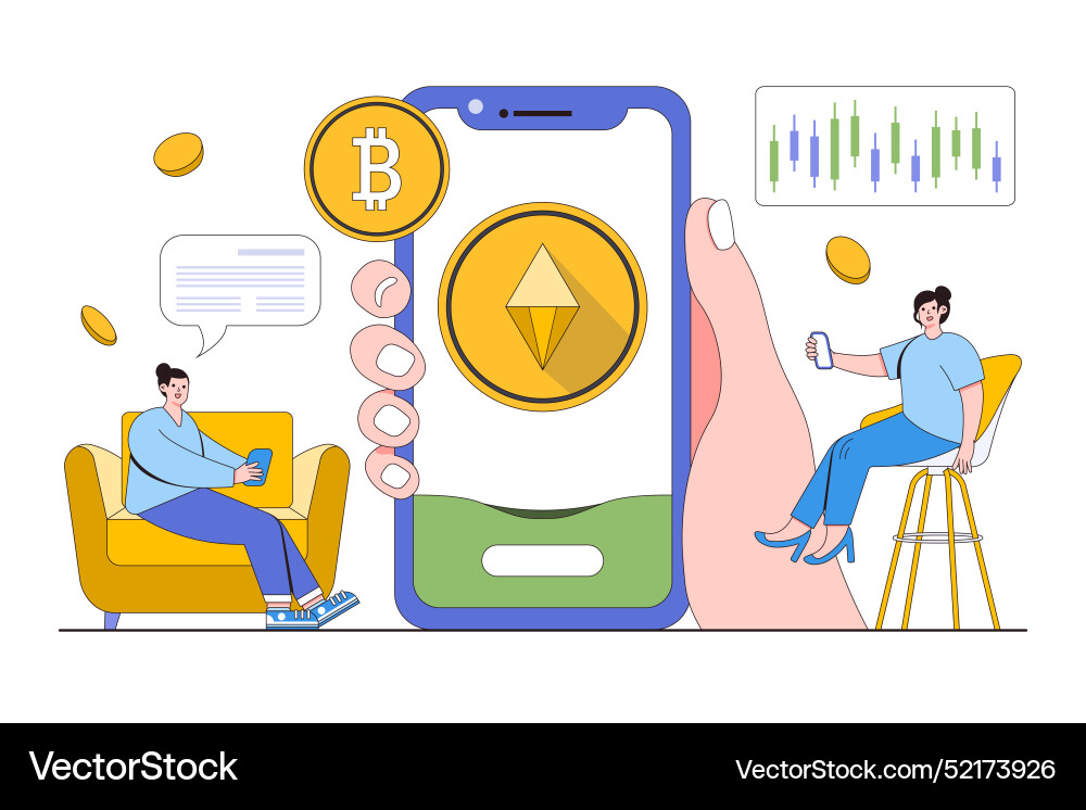 Digital currency and cashless transactions Vector Image