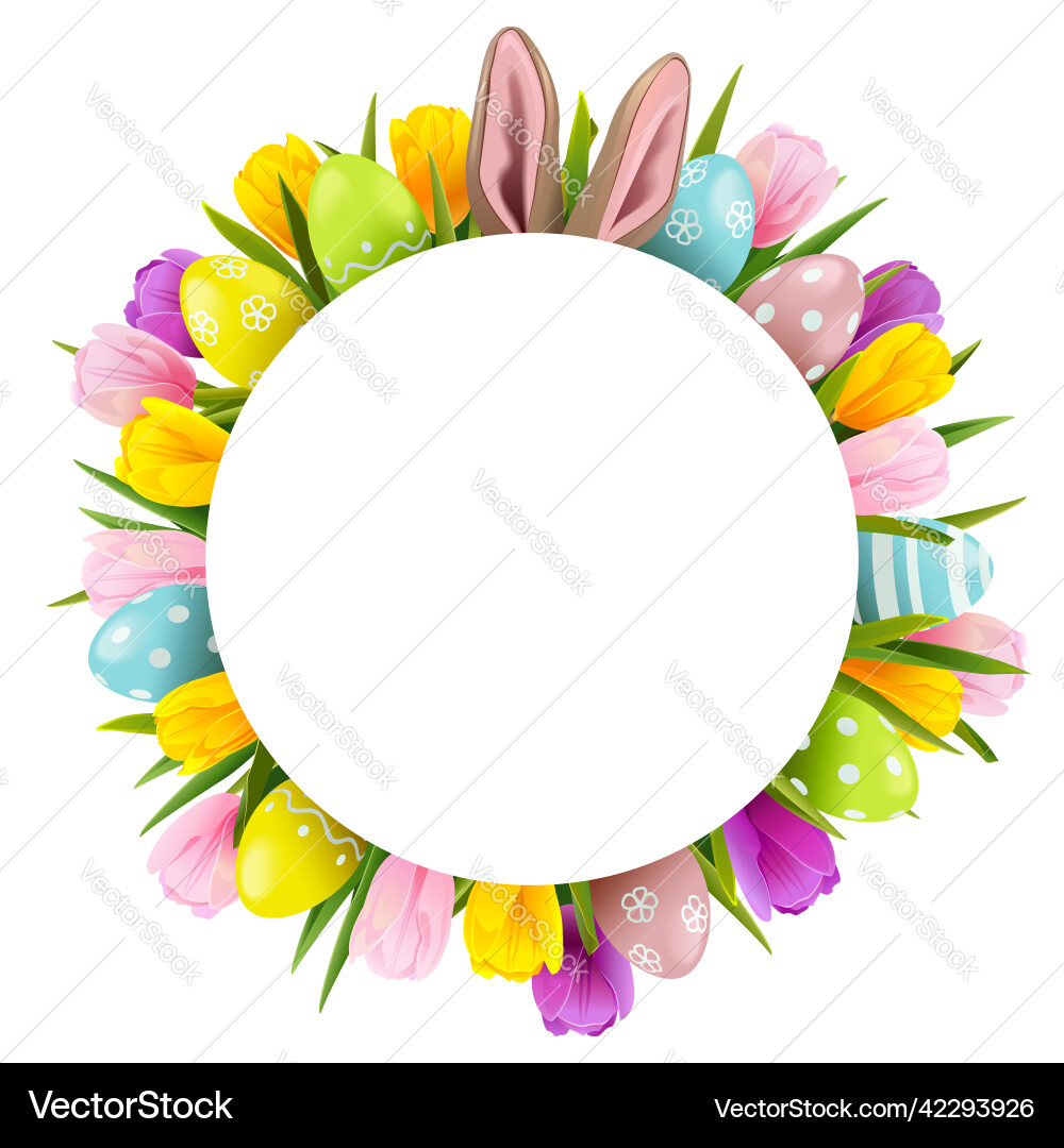 Easter Tulip Round Frame Royalty Free Vector Image