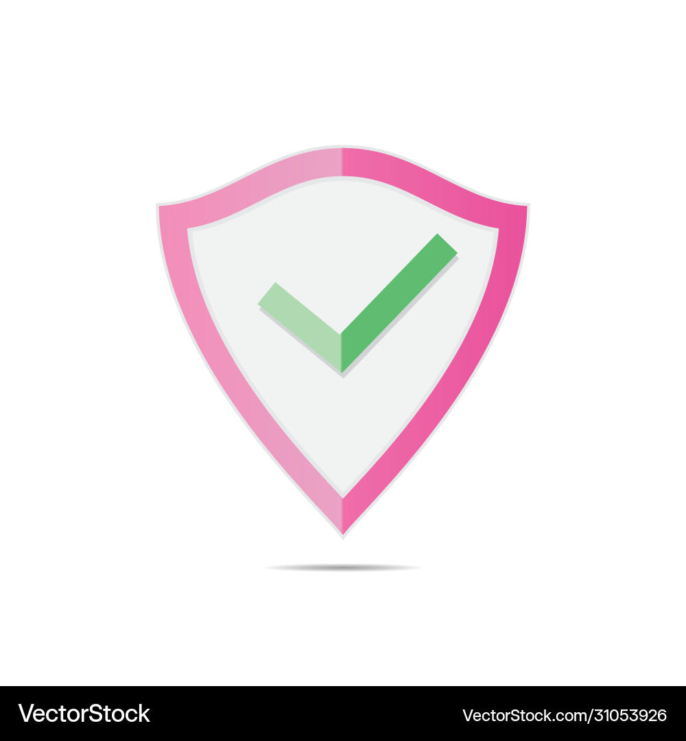 Green check box red shield mark right symbol Vector Image