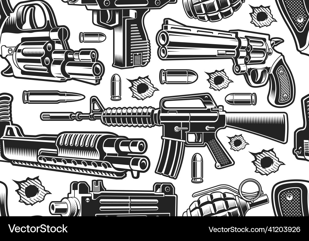 Gun Seamless Pattern Royalty Free Vector Image