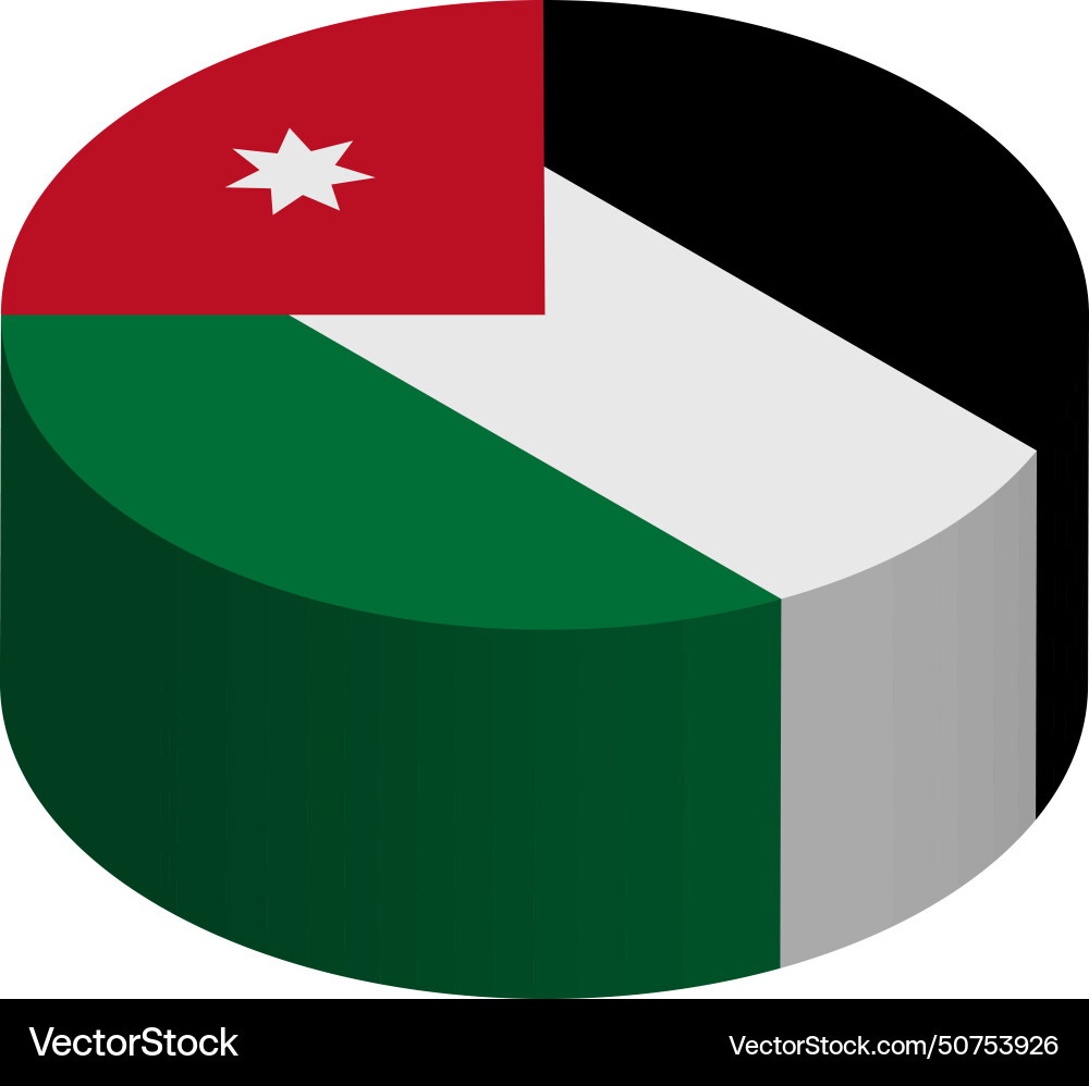 Isometric 3d circle flag of jordan Royalty Free Vector Image