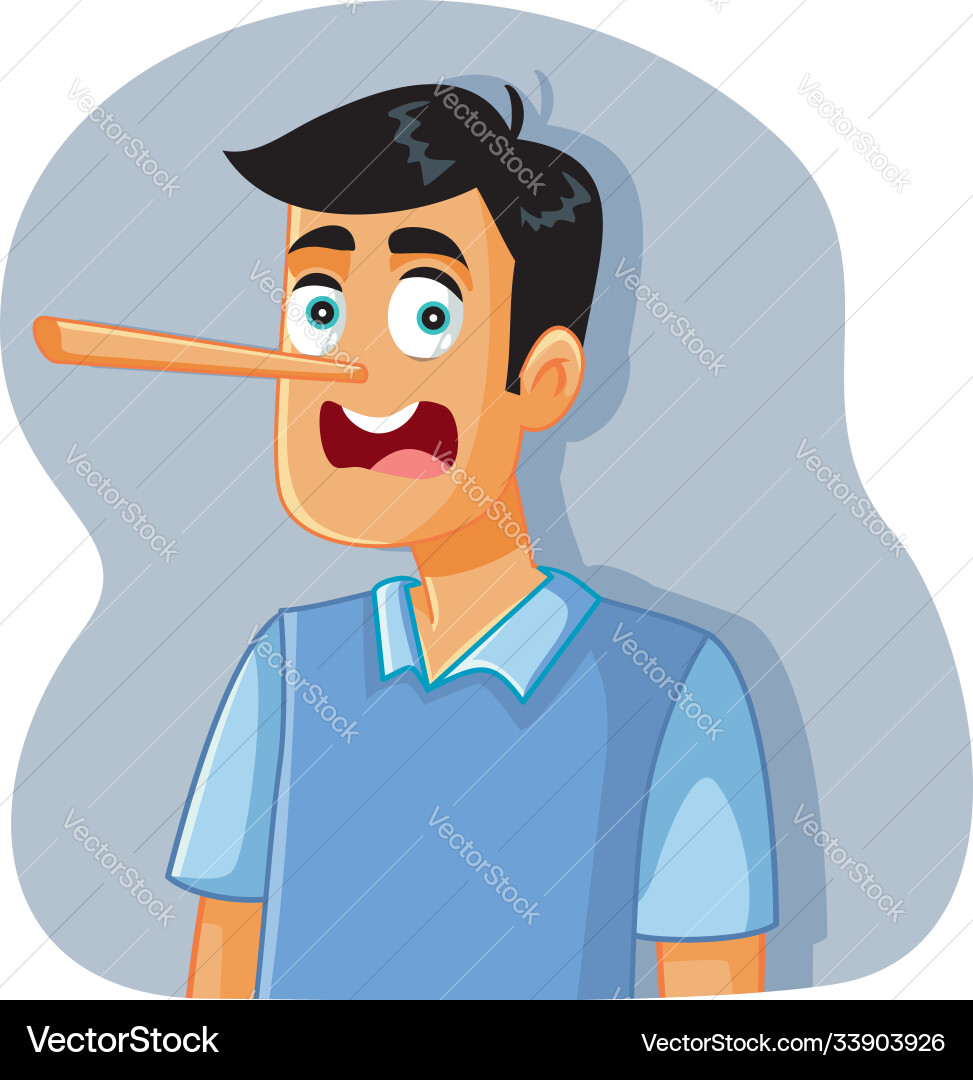 Liar man with long nose cartoon Royalty Free Vector Image