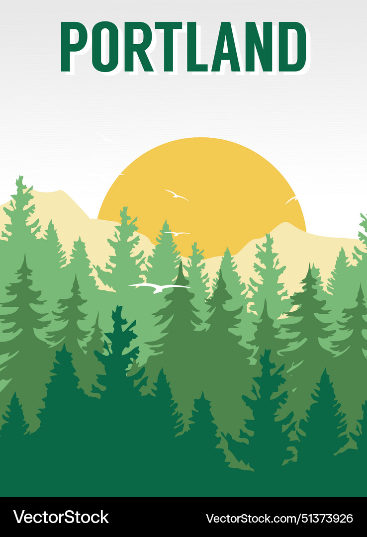 Portland oregon with beautiful views Royalty Free Vector