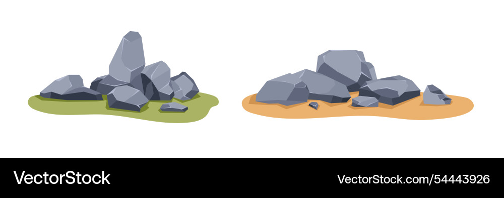 Stones on the ground in flat Royalty Free Vector Image