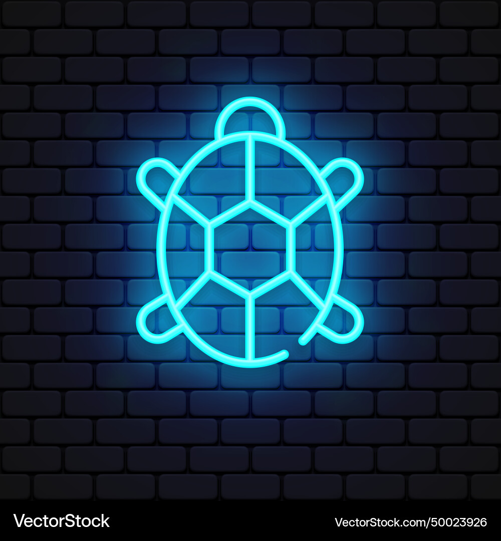 Turtle neon icon on light background Royalty Free Vector