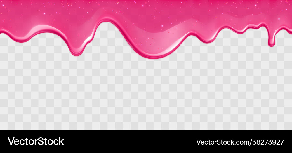 Dripping glossy pink slime with glitter Royalty Free Vector