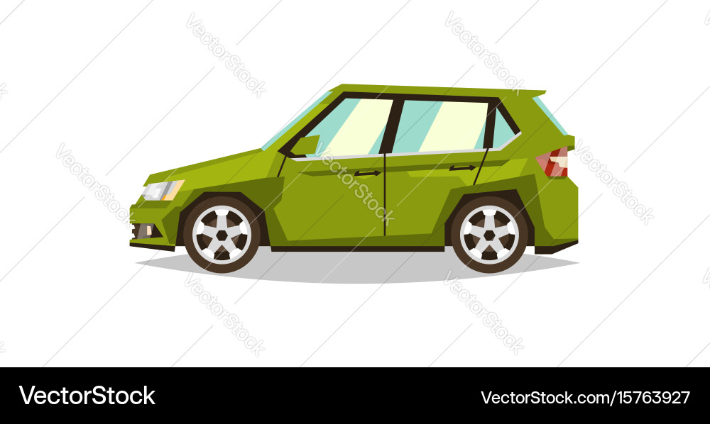 Green car hatchback side view transport Royalty Free Vector