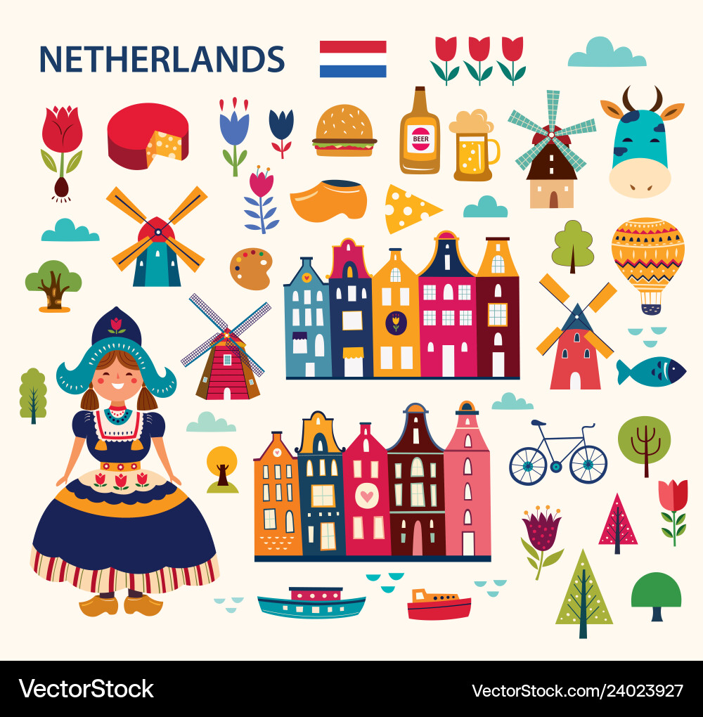 Netherlands Symbols Royalty Free Vector Image - VectorStock