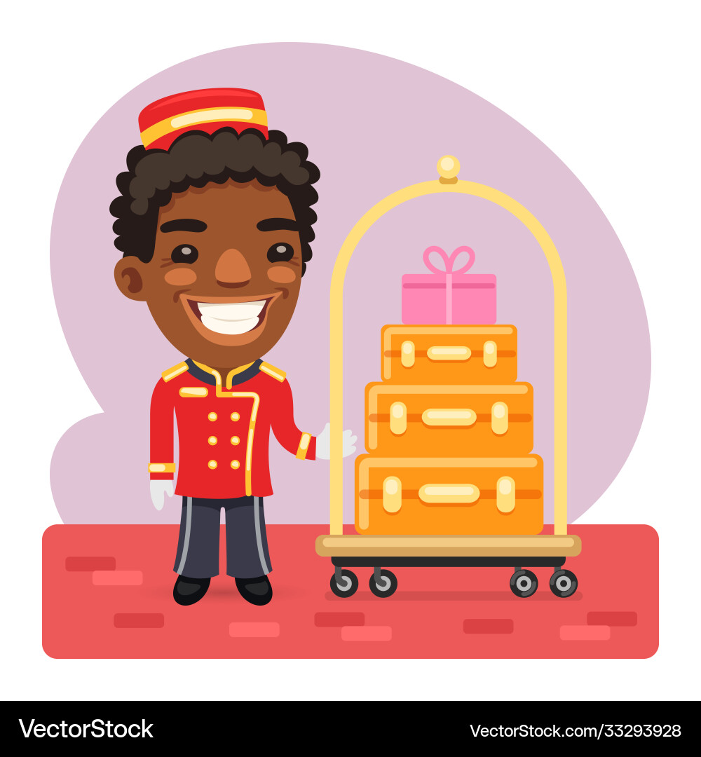 Cartoon porter with luggage Royalty Free Vector Image