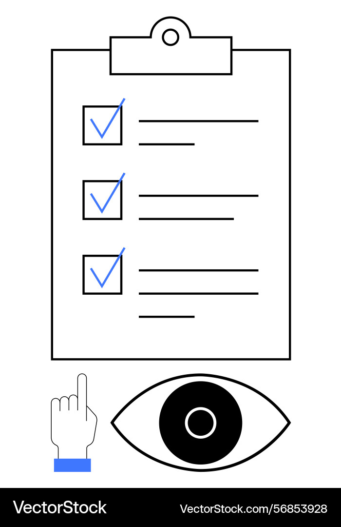 Checklist on clipboard with tick marks eye Vector Image