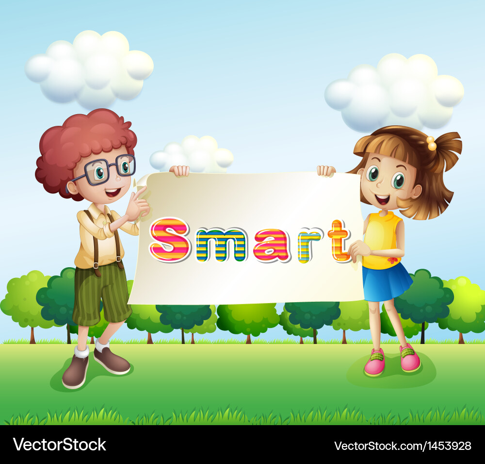 Children Holding Signboard Royalty Free Vector Image