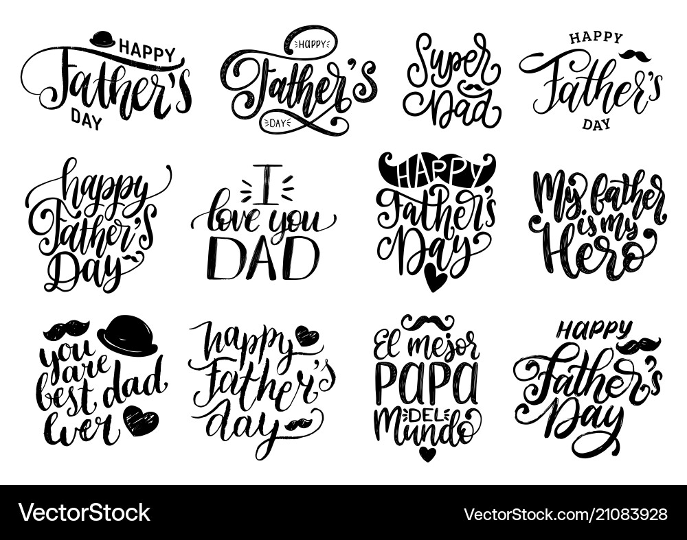 Fathers day holiday calligraphy collection Vector Image