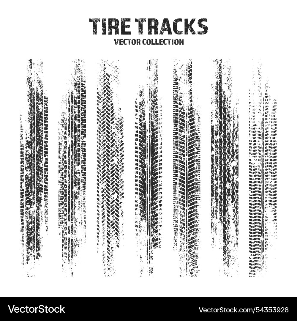 Grunge Tire Tracks - Road Marks Royalty Free Vector Image