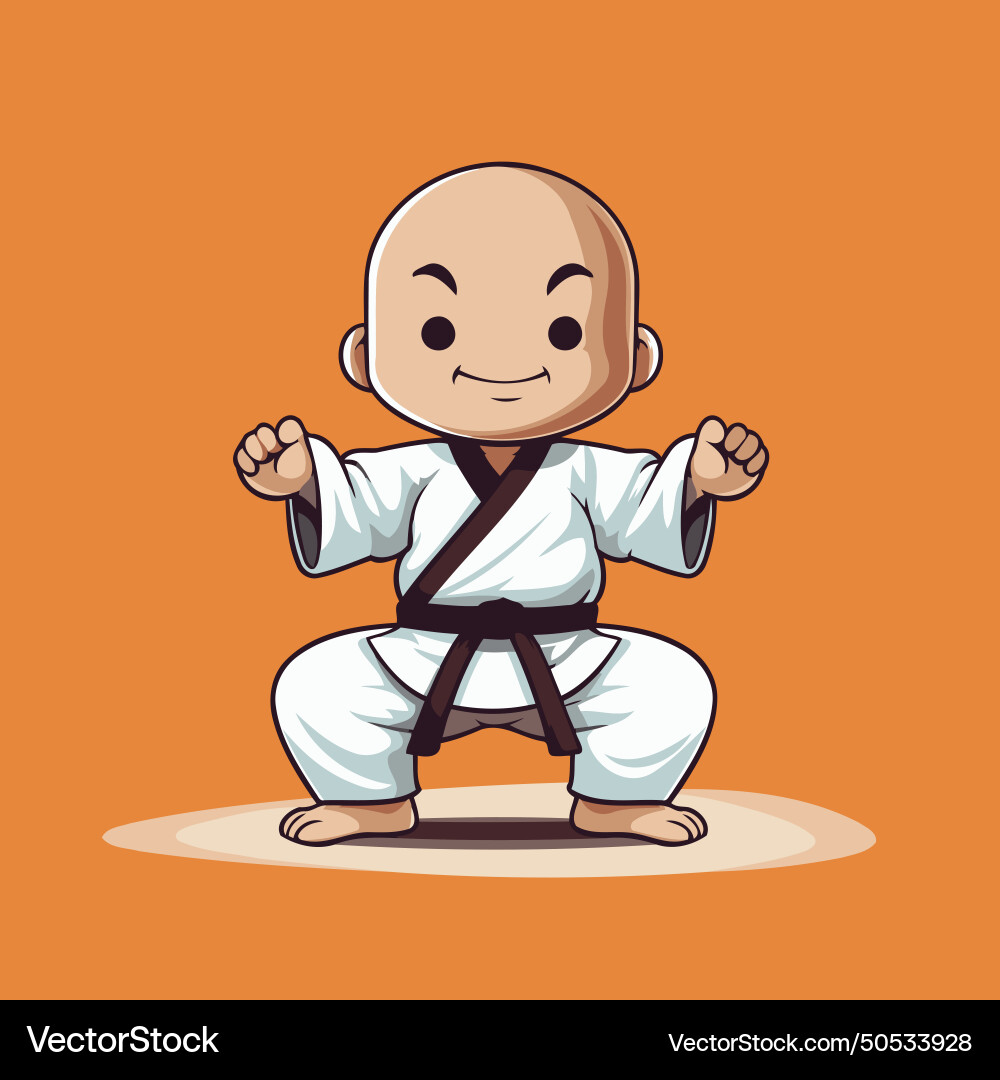Karate man cartoon character isolated on orange Vector Image