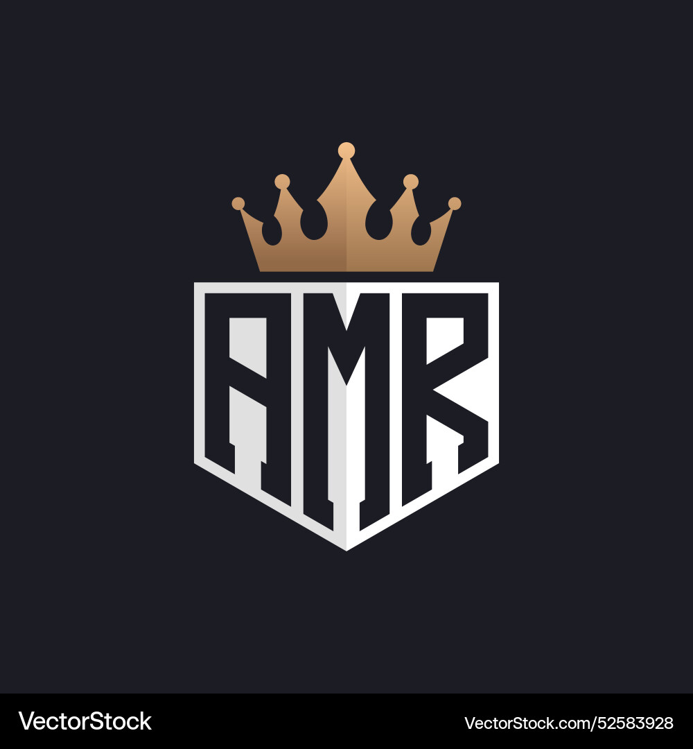 Luxury amr logo with crown elegant initials Vector Image