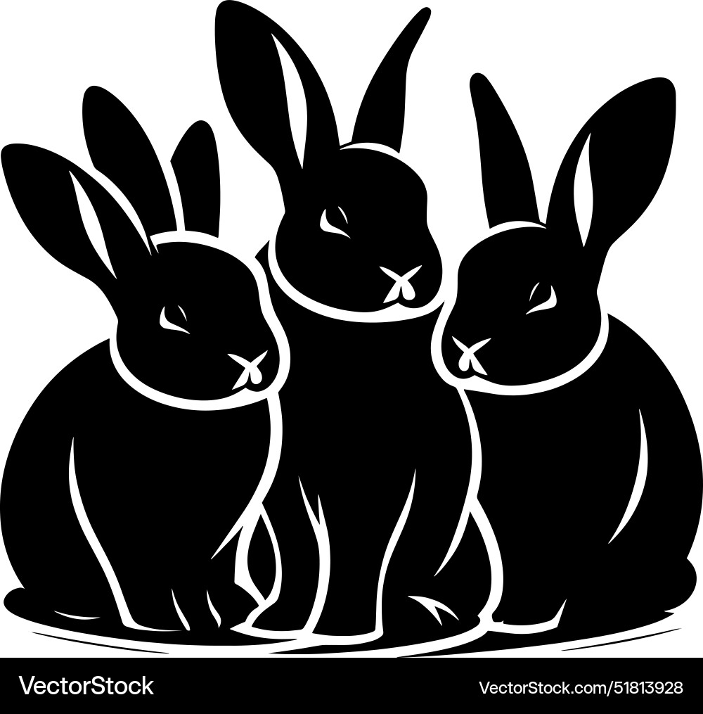 Rabbit group silhouette isolated on white Vector Image