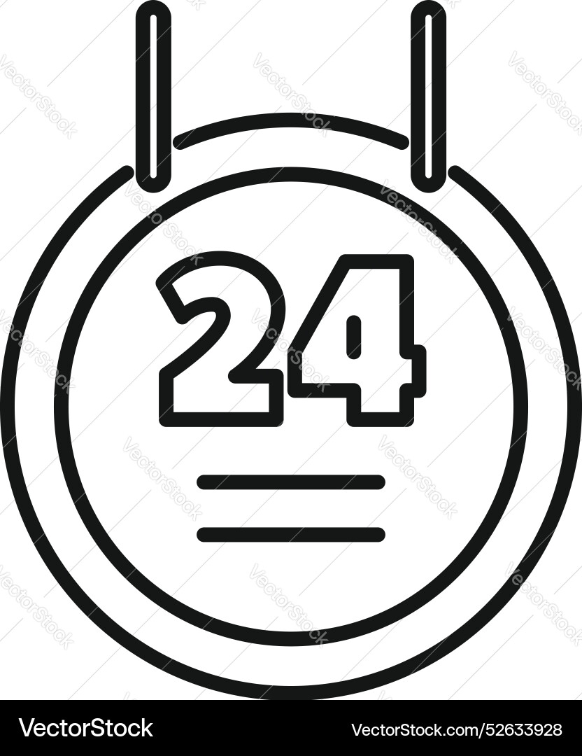 Round the clock open store sign indicating 24 Vector Image