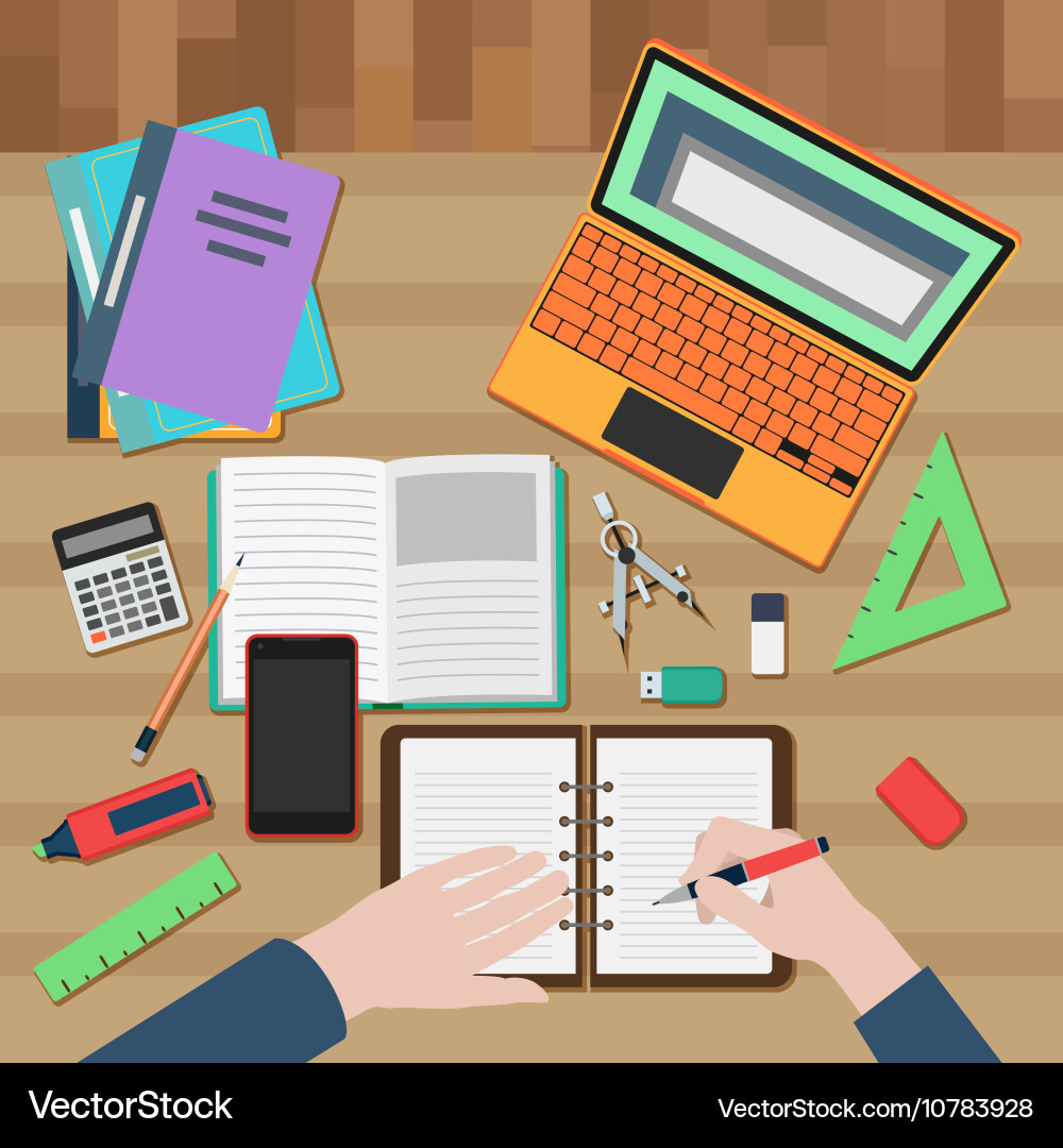 Student workplace Royalty Free Vector Image - VectorStock