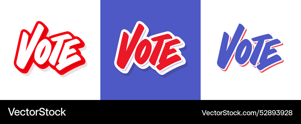 Vote lettering typography stickers set Royalty Free Vector
