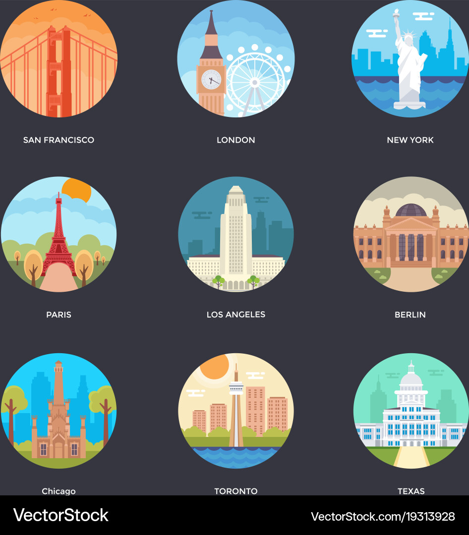 World City Icons Royalty Free Vector Image - VectorStock