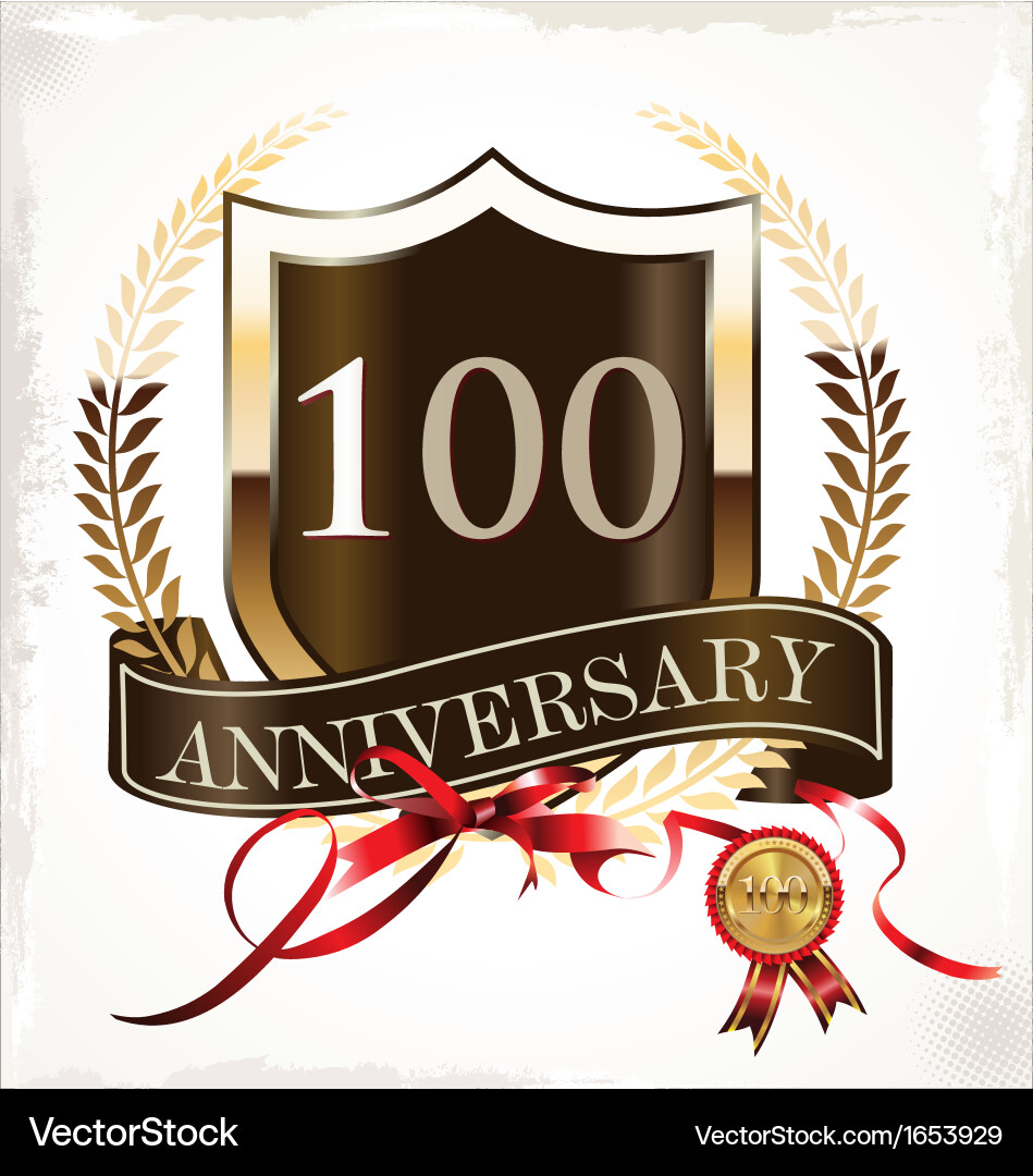 100 years anniversary golden label Royalty Free Vector Image
