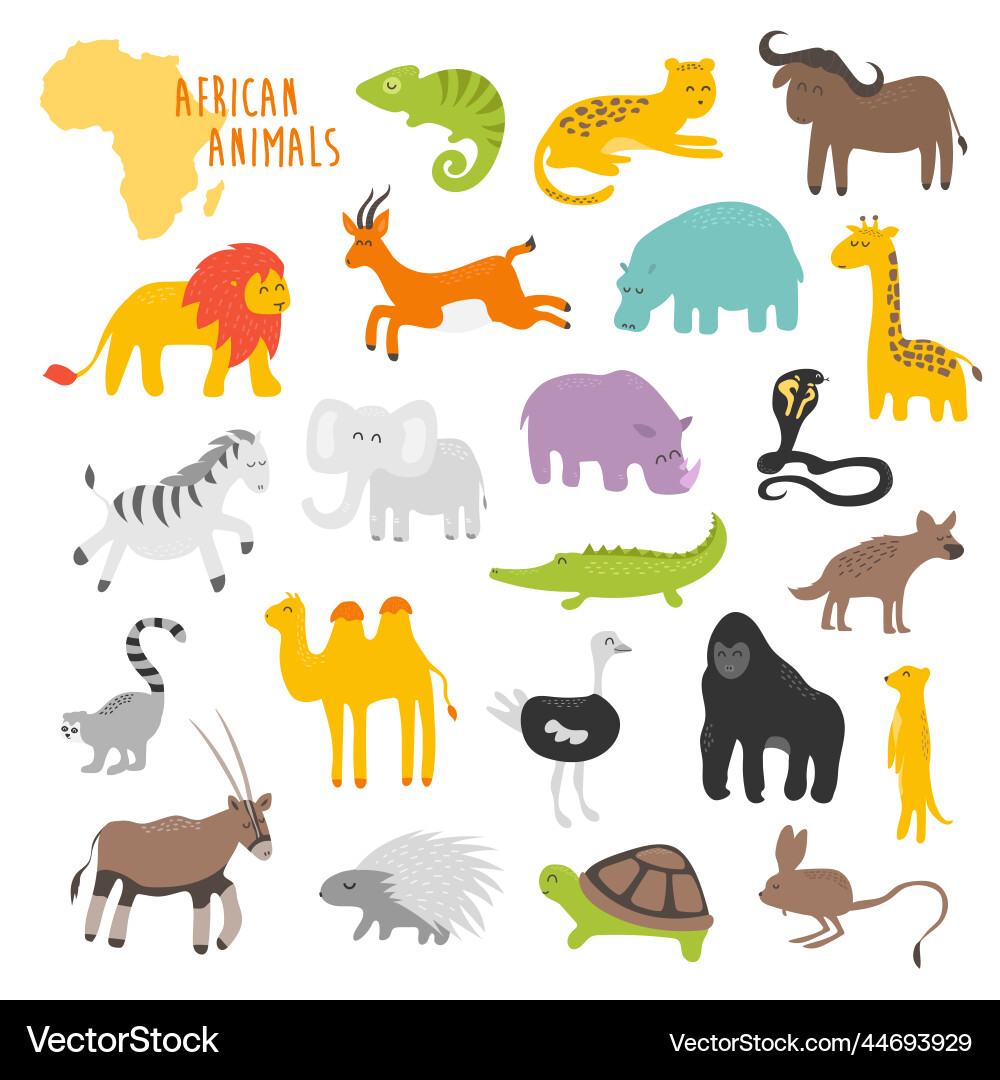African animals for kids Royalty Free Vector Image