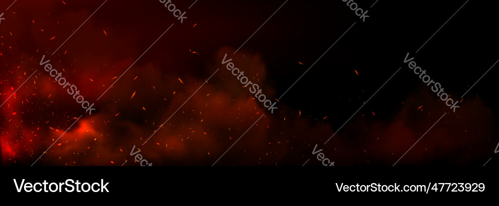 Background with fire sparks embers and smoke Vector Image