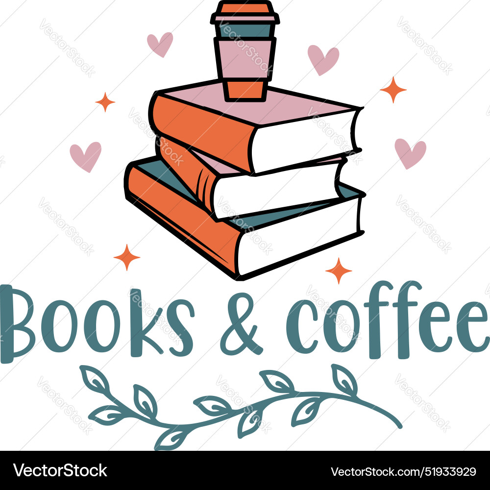 Books and coffee svg librarian Royalty Free Vector Image