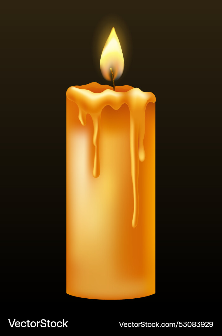 Burning candle with dripping or flowing wax Vector Image