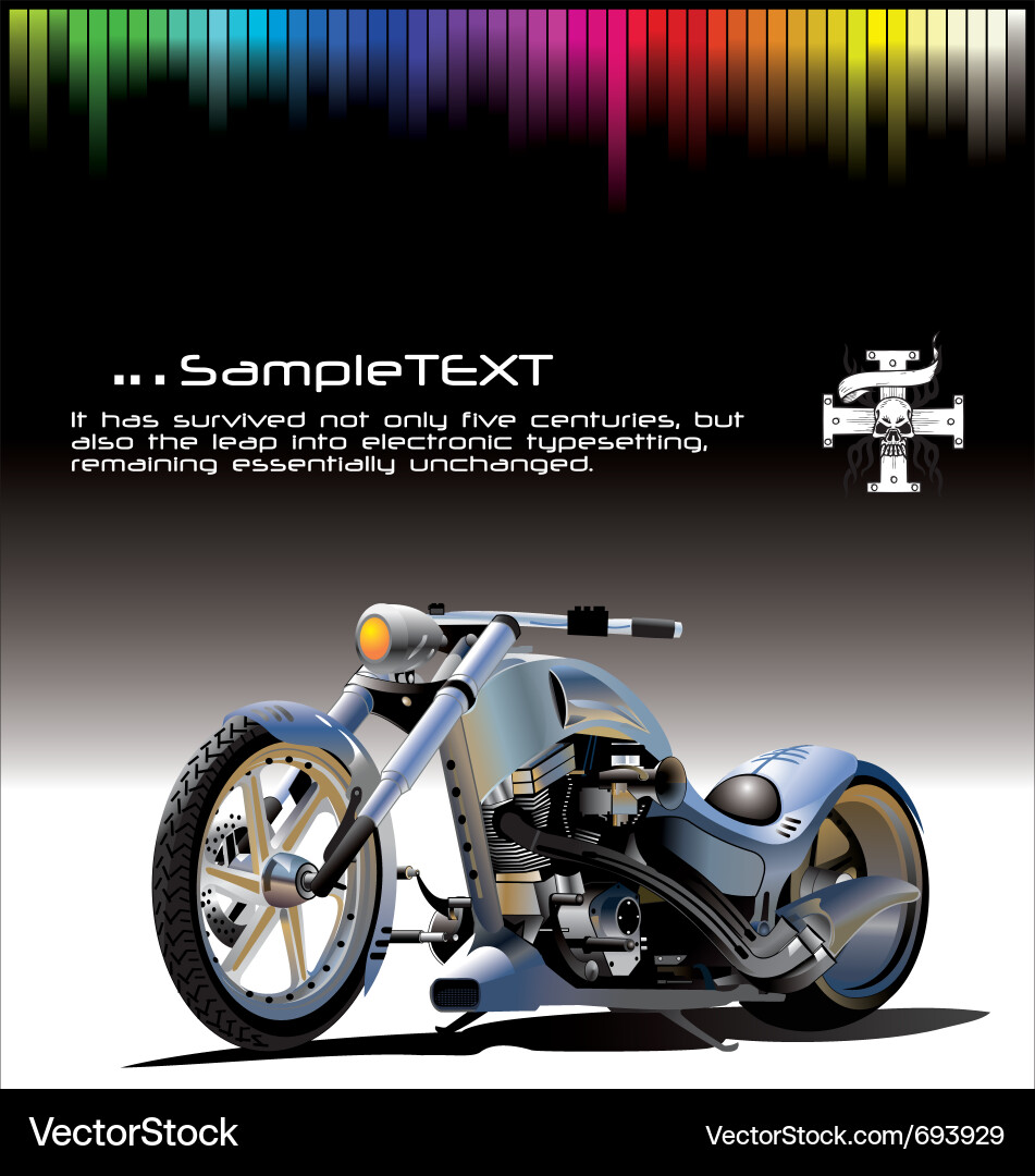 Classic Blue Bobber Motorcycle Royalty Free Vector Image