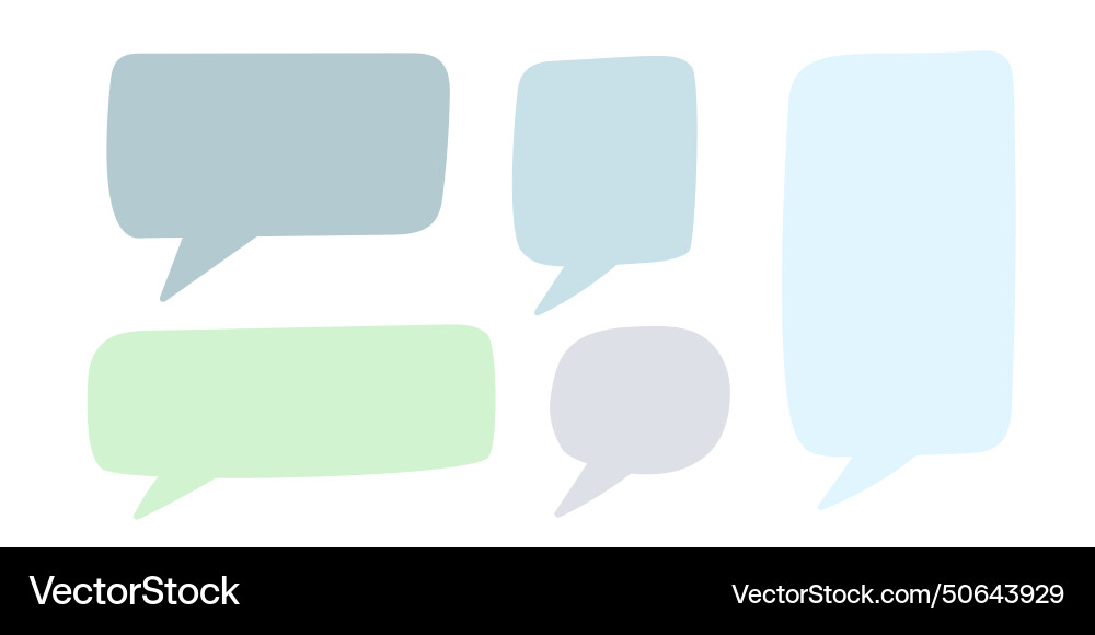 Colorful hand drawn speech bubbles set Royalty Free Vector
