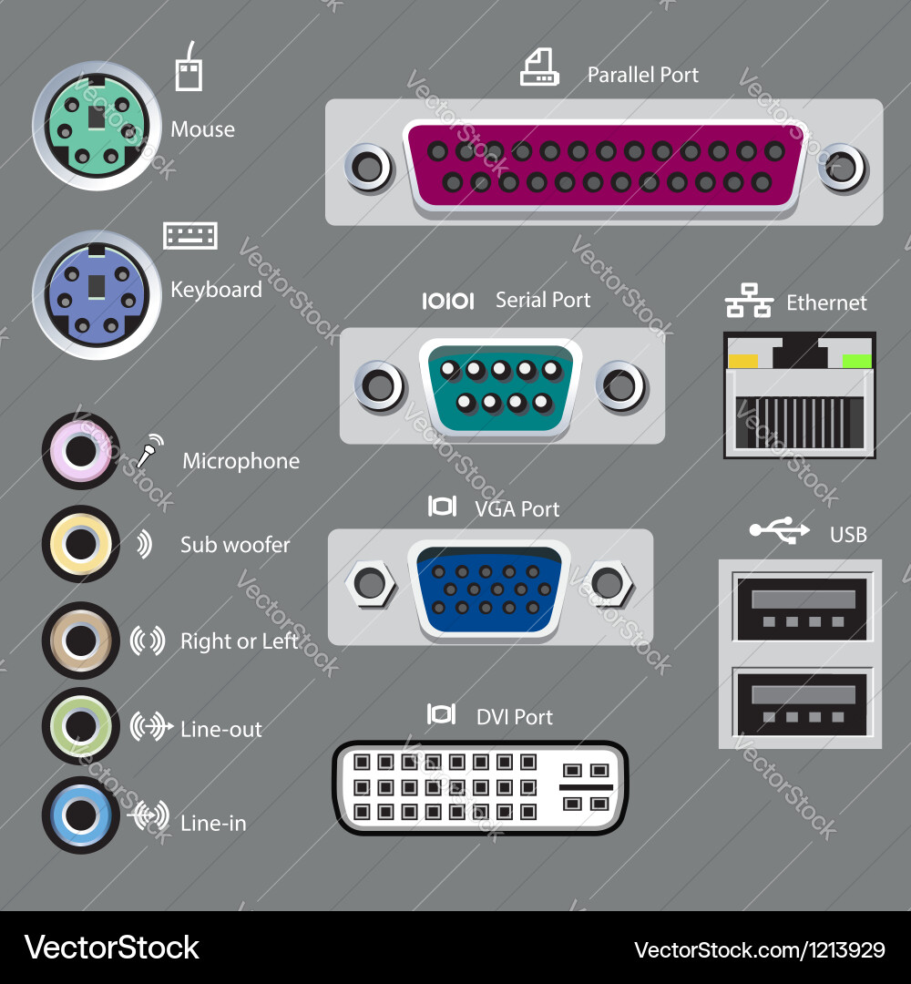 Computer port type Royalty Free Vector Image - VectorStock