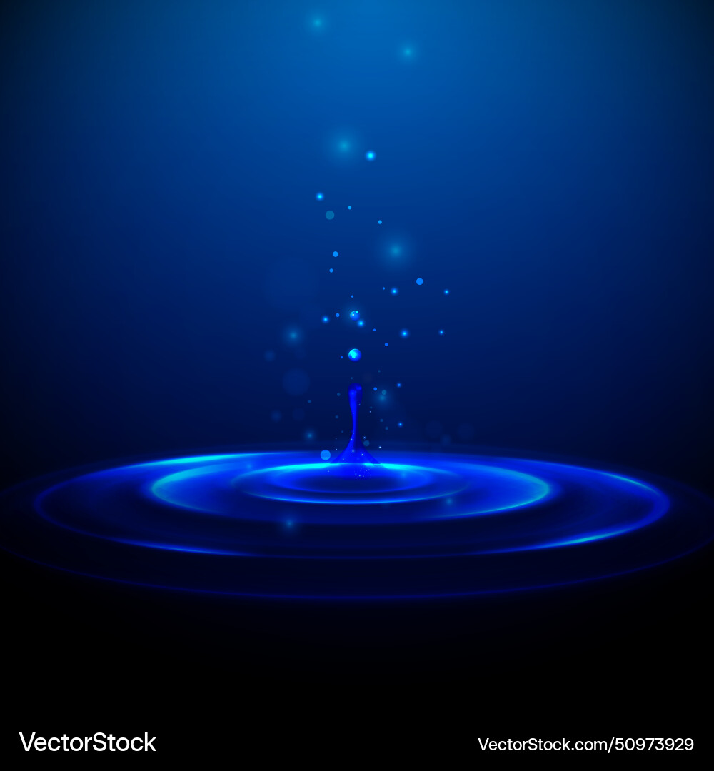 Dark magical water drop falling in sea Royalty Free Vector