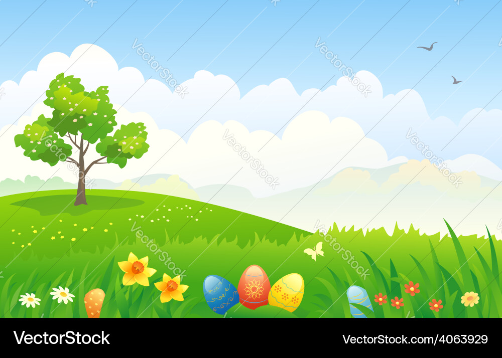 Easter landscape Royalty Free Vector Image - VectorStock