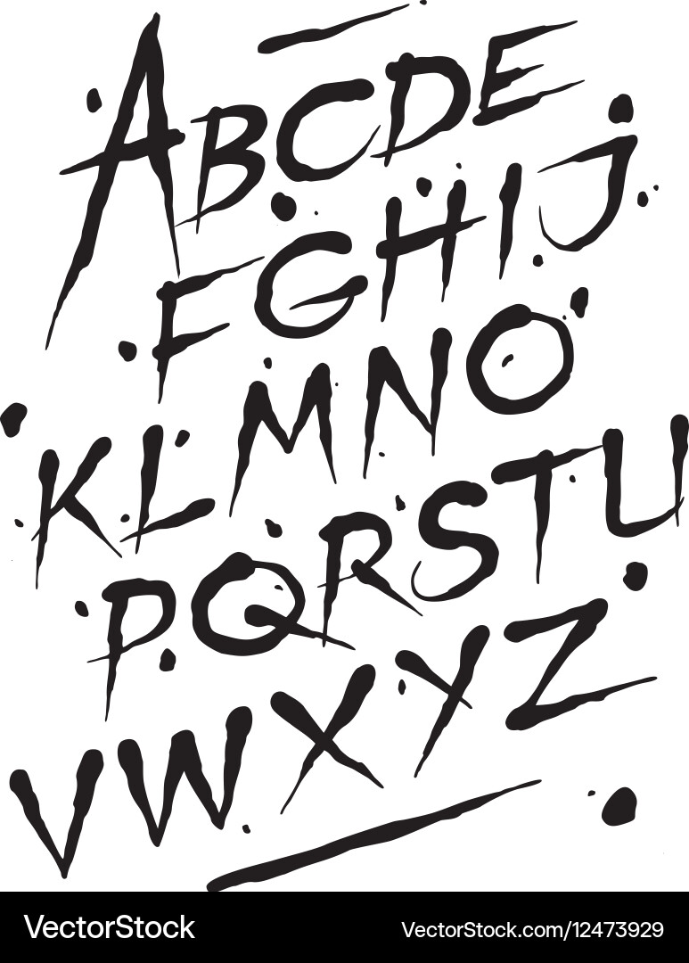 Hand-Drawn Ink Alphabet Font Royalty Free Vector Image