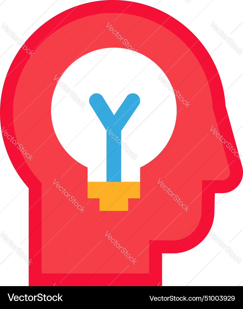 Lightbulb profile silhouette icon genius head Vector Image
