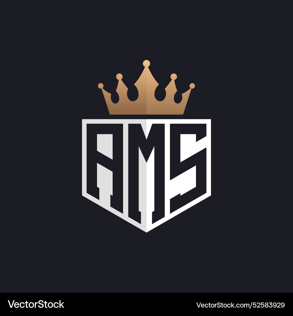 Luxury ams logo with crown elegant initials Vector Image