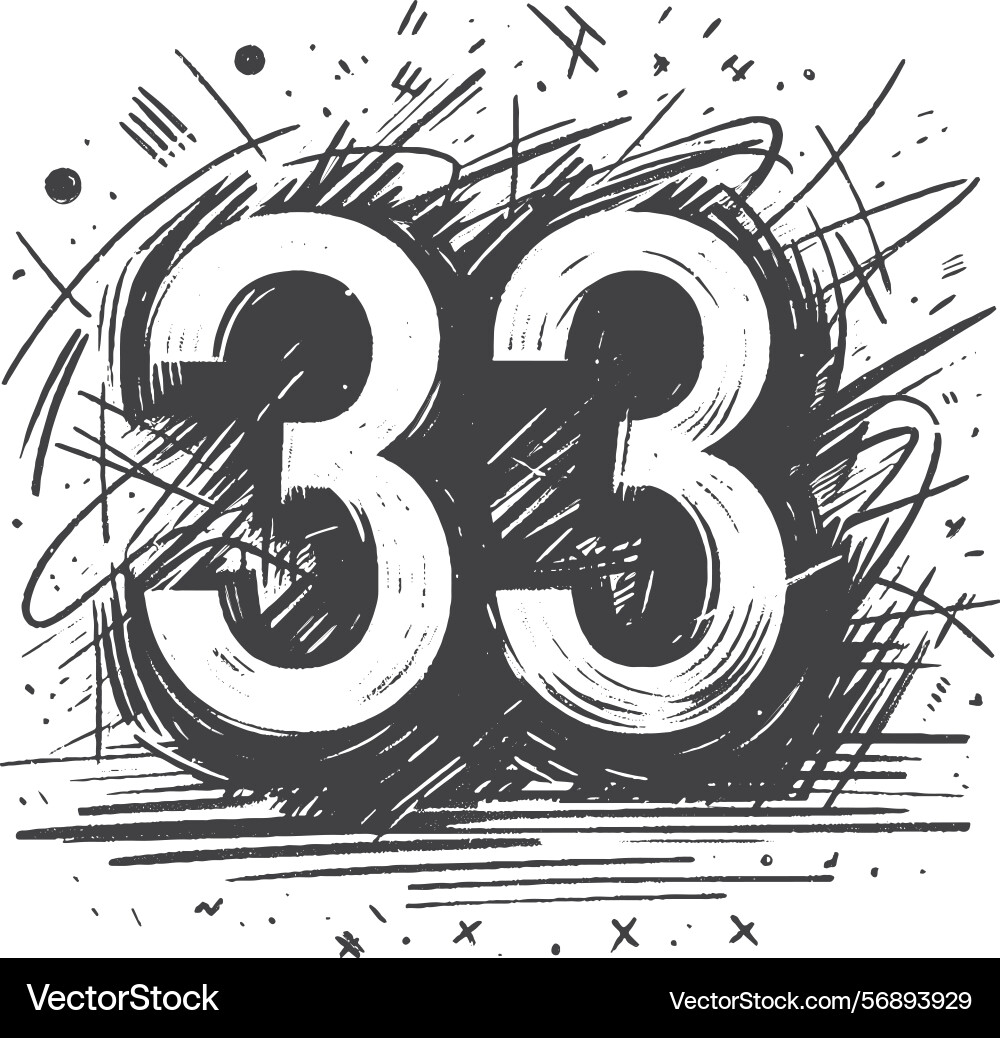 Vintage hand-drawn sketch style number 33 Vector Image