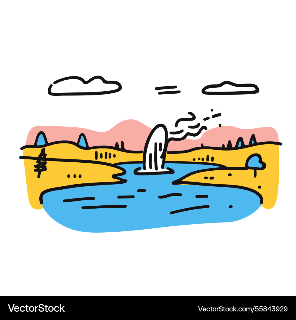 Yellowstone national park in an doodle inca Vector Image
