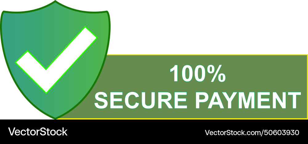 100 secure payment shield badge Royalty Free Vector Image